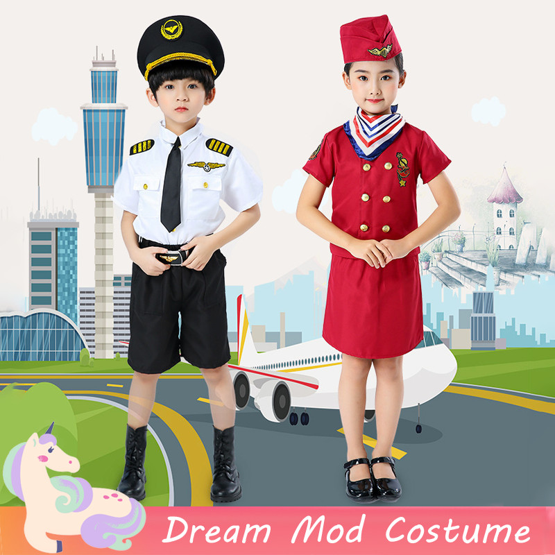 Pilot Captain Aircraft Commander Uniform White Black Suit For Kids Boy ...