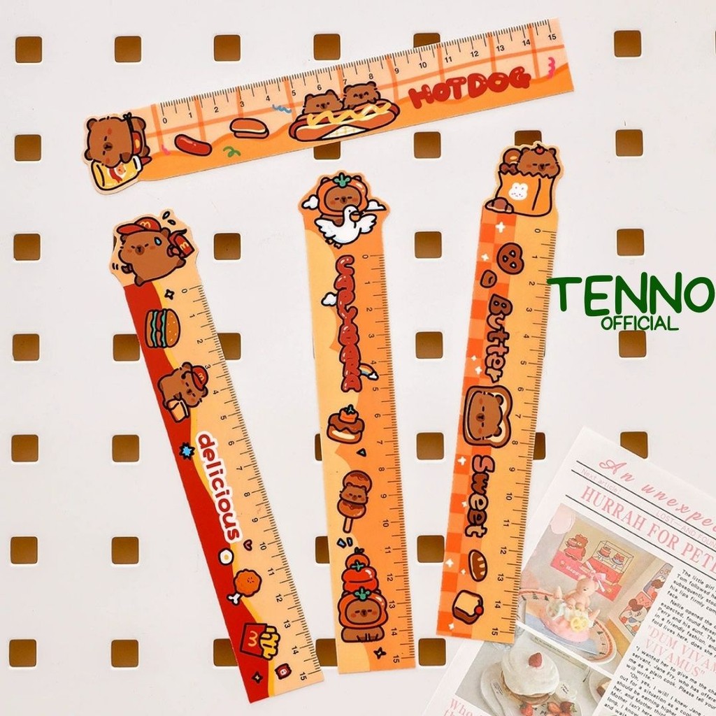 Tenno Capybara Motif Elastic Ruler 15cm Length Cute Cartoon Capybara ...