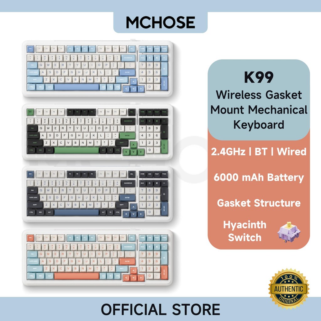 MCHOSE K99 Wireless Gasket Mount Mechanical Keyboard (Hyacinth Switch) | Shopee Philippines