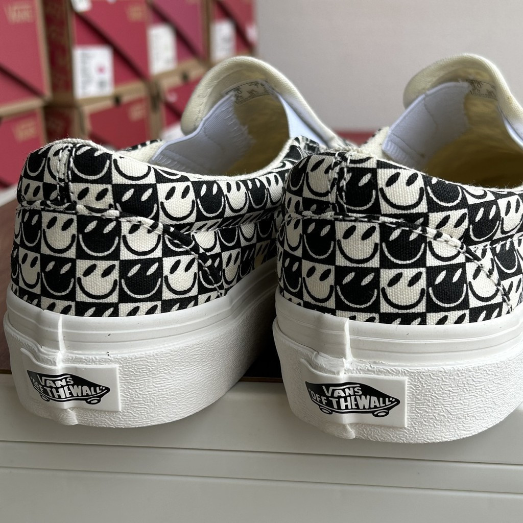Fan Si Vans Classics Slip-On Black White Smiling Face Low-Top Casual ...