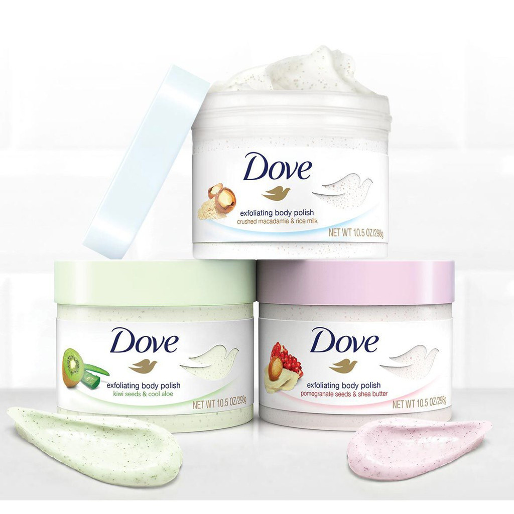 Dove Body Scrub Lasting Hydration Natural Whitening Deep Cleansing ...