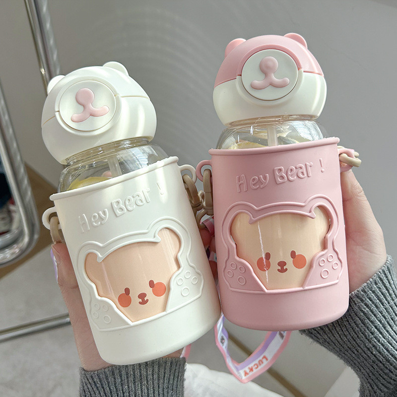 Children's Water Cup Summer Cute Kindergarten Plastic Straw Water Cup ...