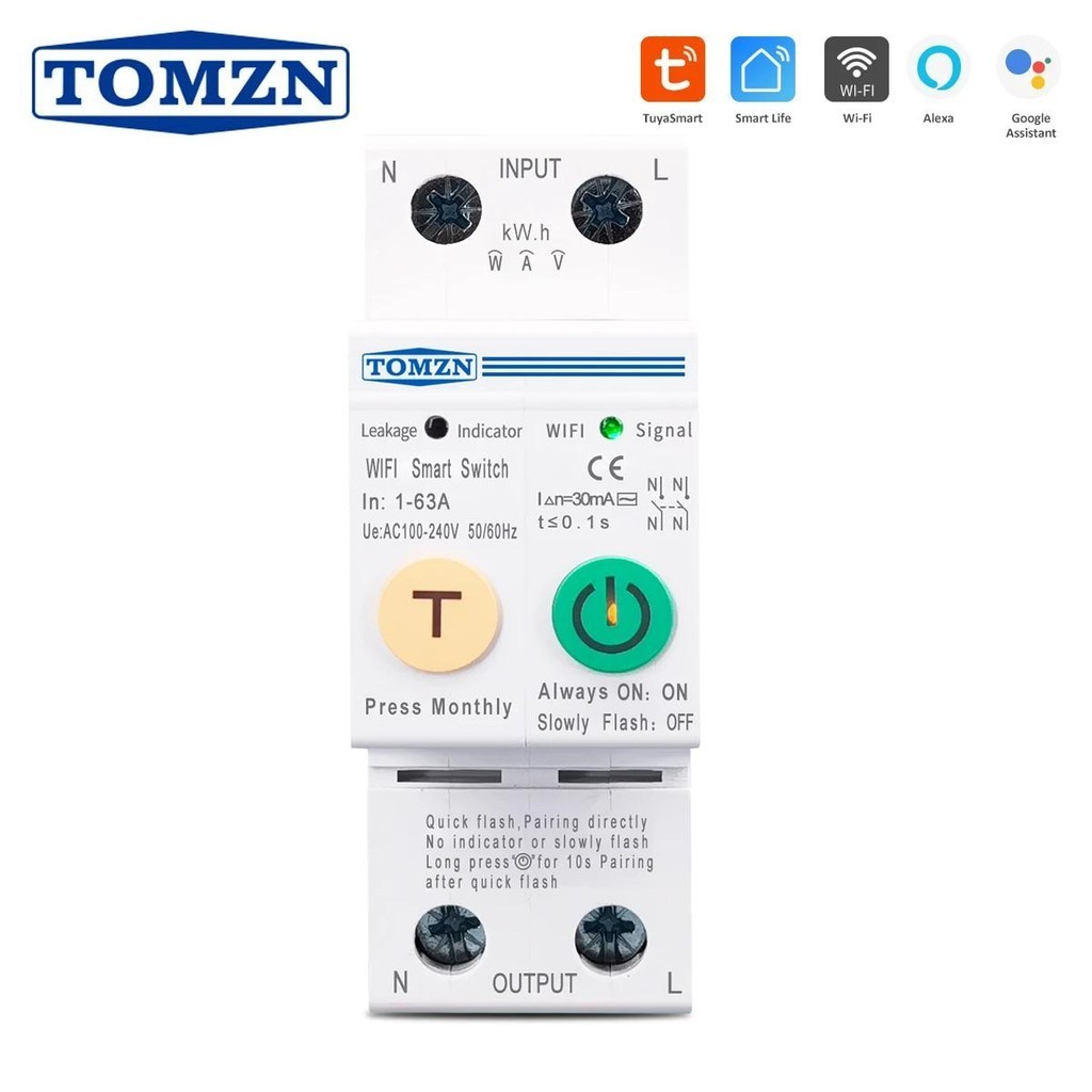 63A smartlife Single Phase WIFI Smart Switch Energy Meter Kwh Metering ...