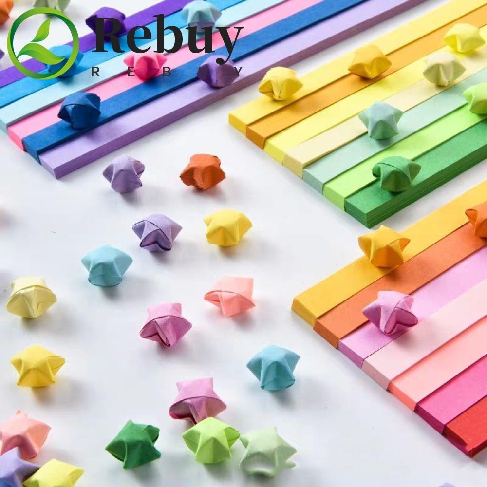 REBUY Origami Paper Hand Fold Simple Pattern Lucky Star Colorful Sided ...