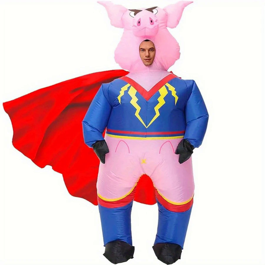 Adult superman pig Inflatable Costume Purim Halloween Christmas Mascot ...