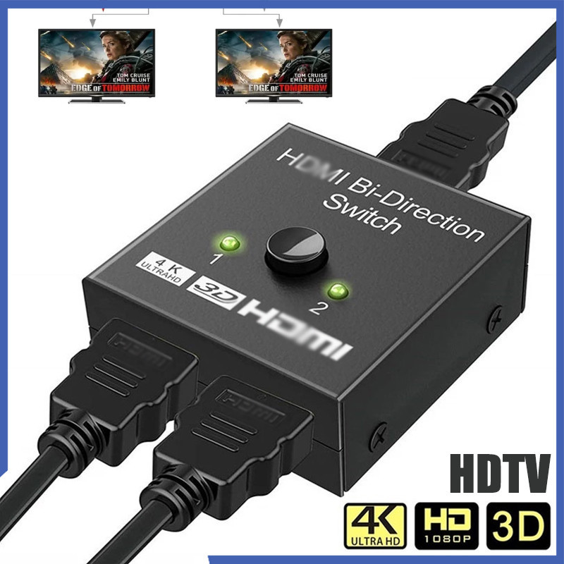 Ultra HD HDMI Switch 2 Ports Bi-directional 1x2 / 2x1 HDMI Switcher Splitter Supports | Shopee ...