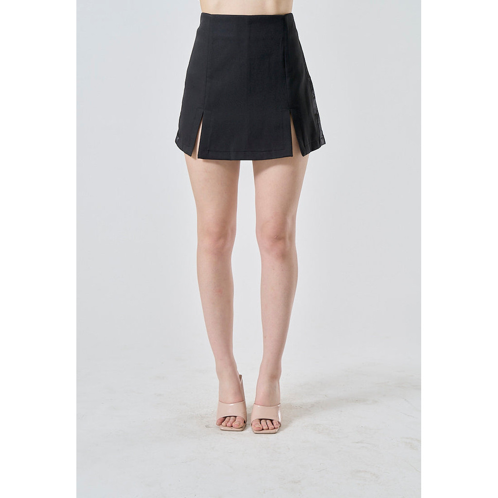 Egypt Black Front Slit Side Zipper Casual Mini Skort | Shopee Philippines