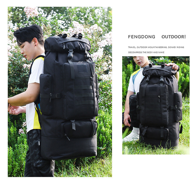 100L hiking outdoor luggage waterproof mountaineering bag men's and ...