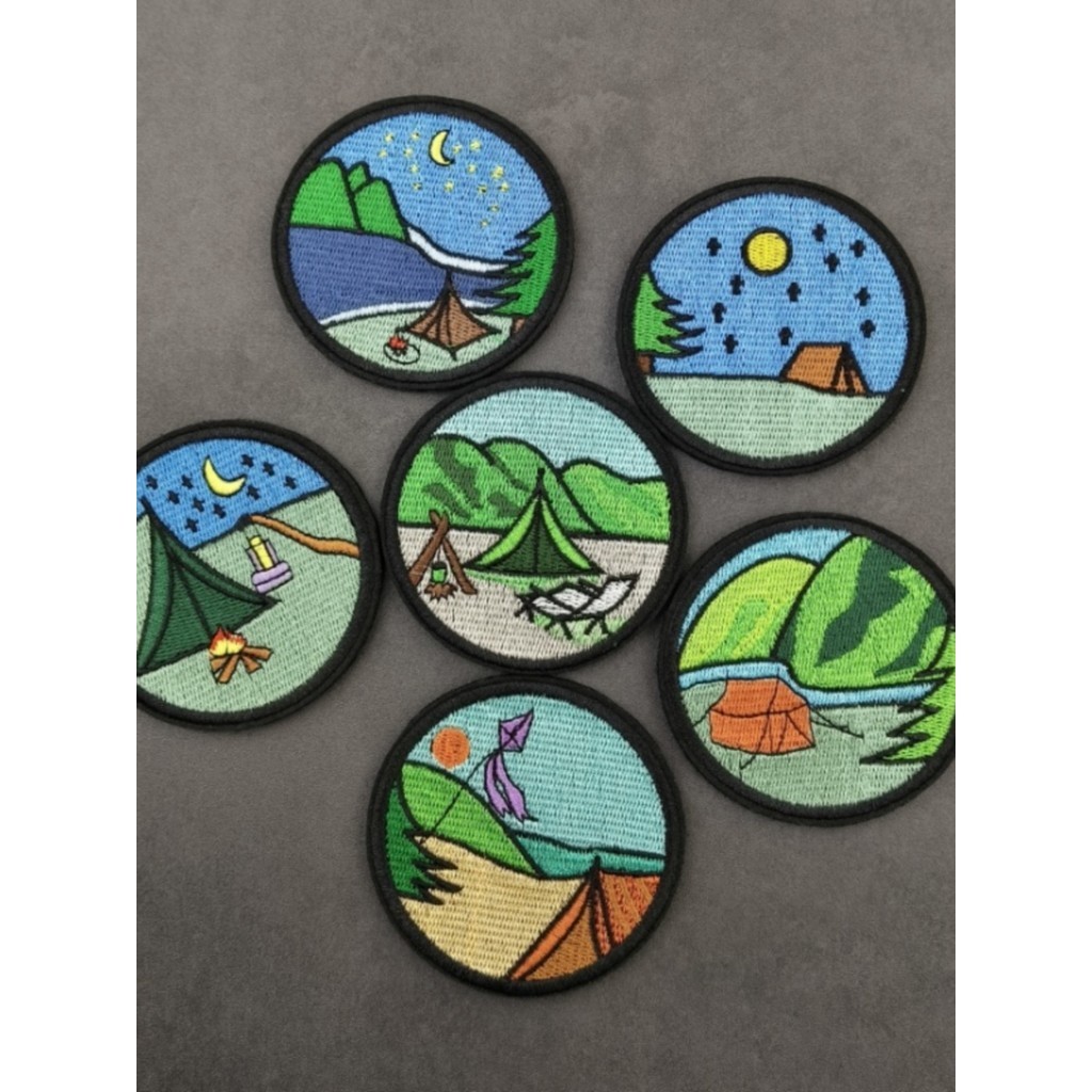 Outdoor circular landscape embroidered tent series 3D Velcro Patch ...