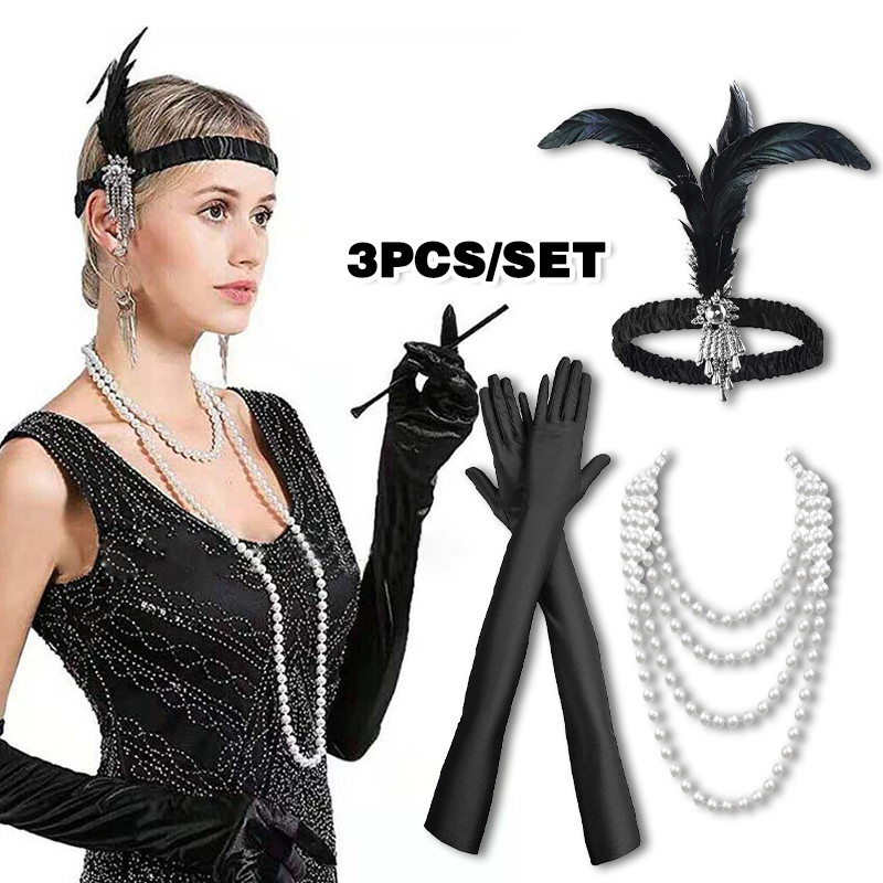 3pcs/Set Girl Gatsby Costume Kit For Makeup Ball Single Ball Dress ...