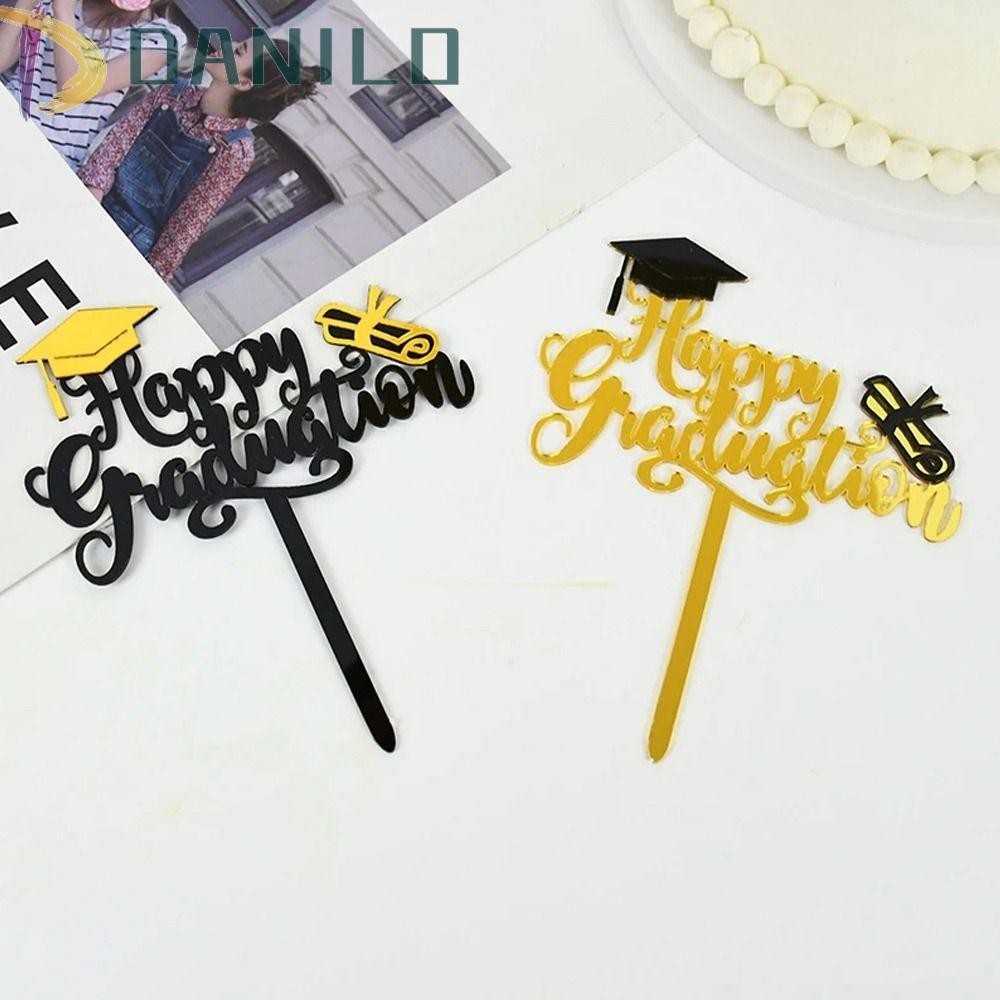 DANILO1 Happy Graduation Cap Cake Toppers, Acrylic Cartoon Congrats ...