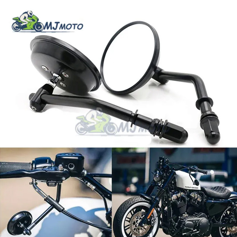M8 Motorcycle Round Rearview Mirror Side Mirrors Retro Rear Mirrors For ...