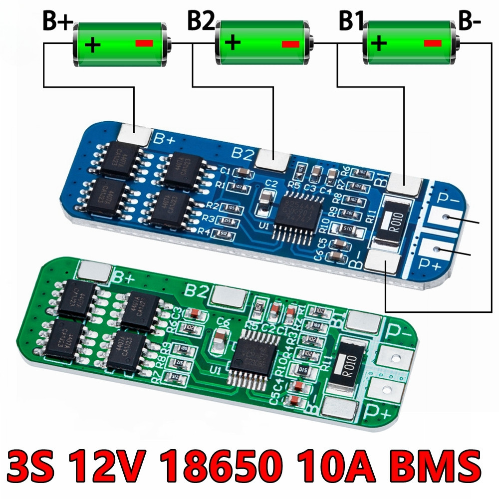 3S 12V 18650 10A BMS Charger Li-ion Lithium Battery Protection Board Circuit Board 10.8V 11.1V ...