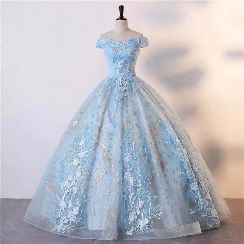 Hawlife Korean Blue Evening Prom Cocktail Ball JS Graduation Dress Gown ...