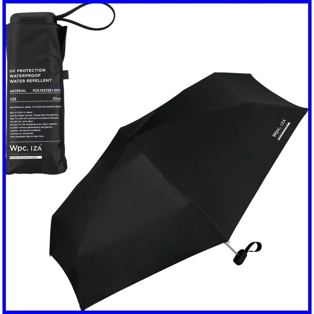 Wpc. IZA Type:COMPACT Black Men's Folding Umbrella 53cm | Shopee Philippines