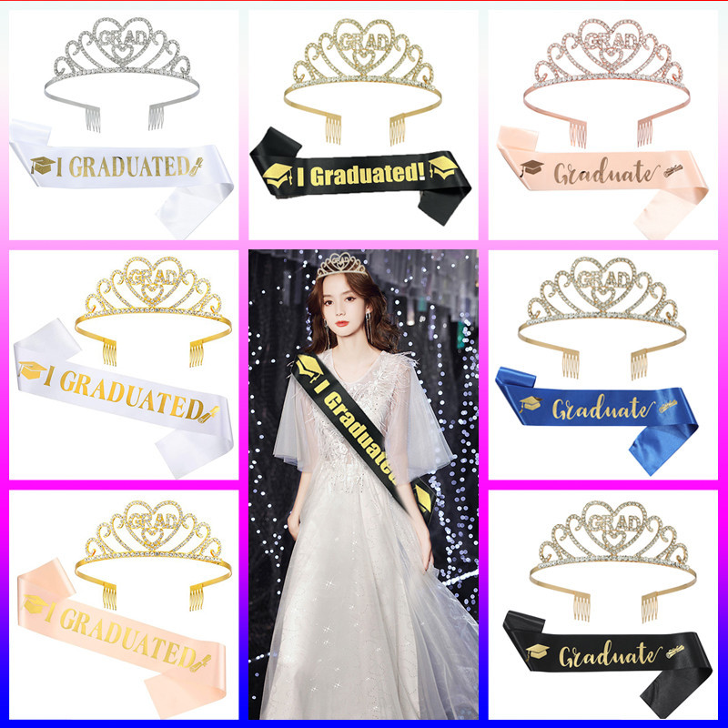 Graduation Sash and Crown Girls Boys I Graduated Sashes Shoulder Strap ...