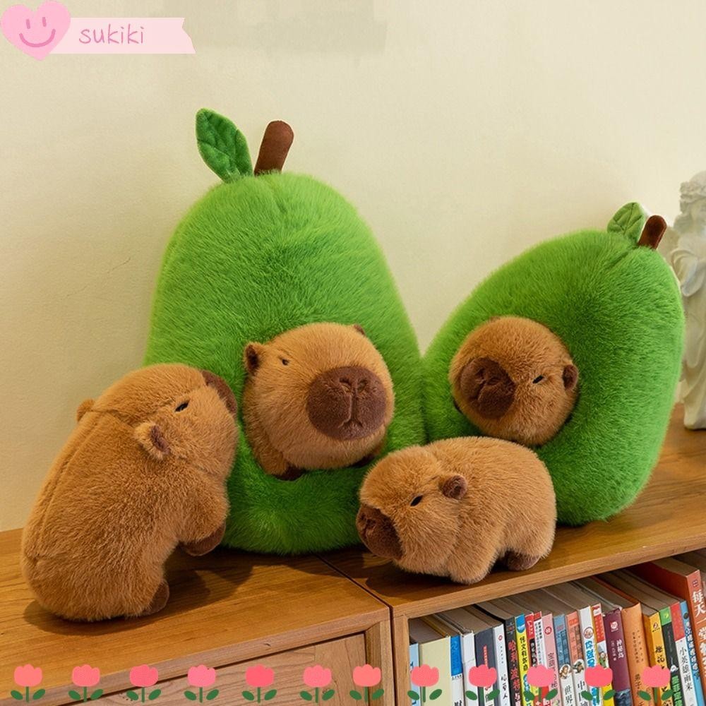 SUKIKI Capybara Doll, Capybara Sleeping Pillow Cartoon Avocado Plush ...
