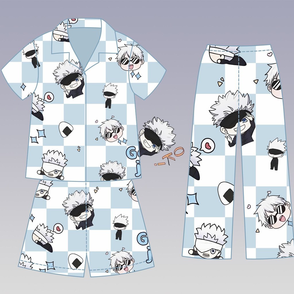 Anime Jujutsu Kaisen Satoru Gojo Pajamas Cute Sleepwear Summer Thin ...