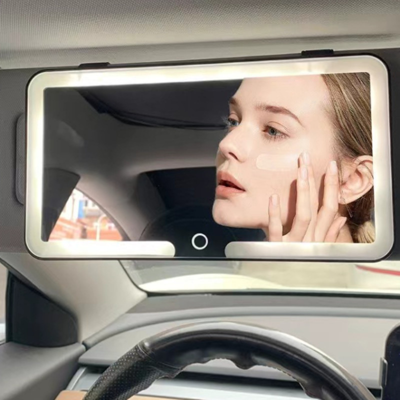 Car Sun Visor Mirror Rechargeable Touch Screen Vanity Mirror with ...