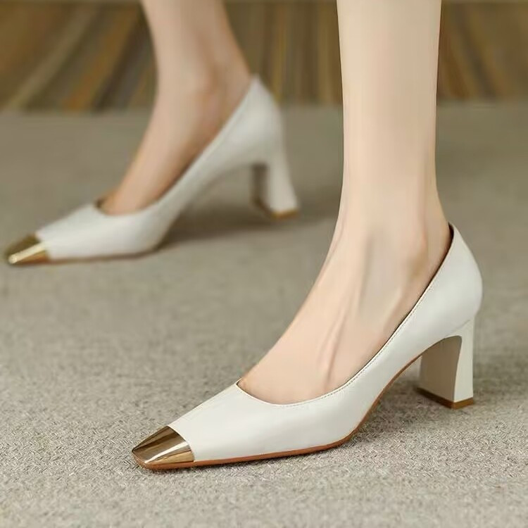 French Style Pumps Women's Stiletto Heel Niche Design Advanced Metal ...