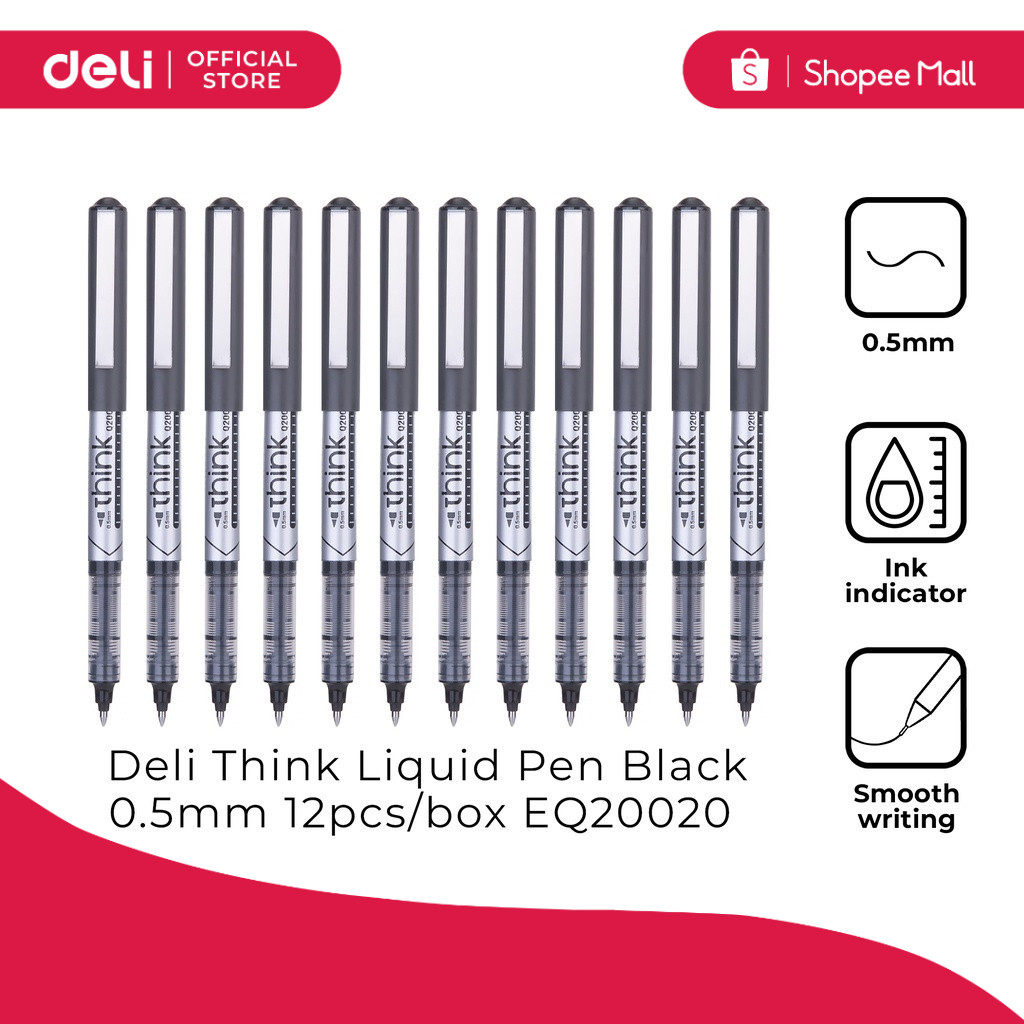 Deli EQ20020 Think Liquid Pen Black 0.5mm Black 12pcs/box ...