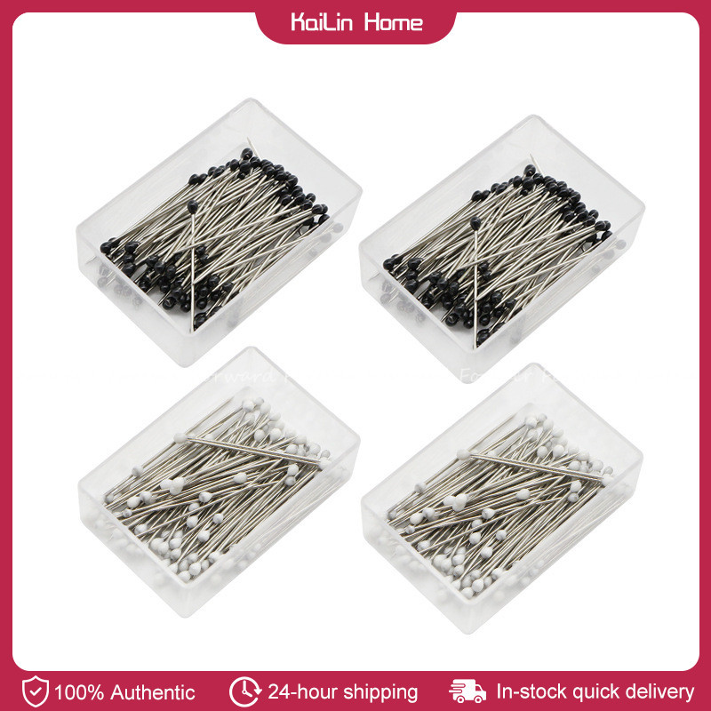 100Pcs/box Black and White Pearl Long Needle Muslim Pin Alloy ...