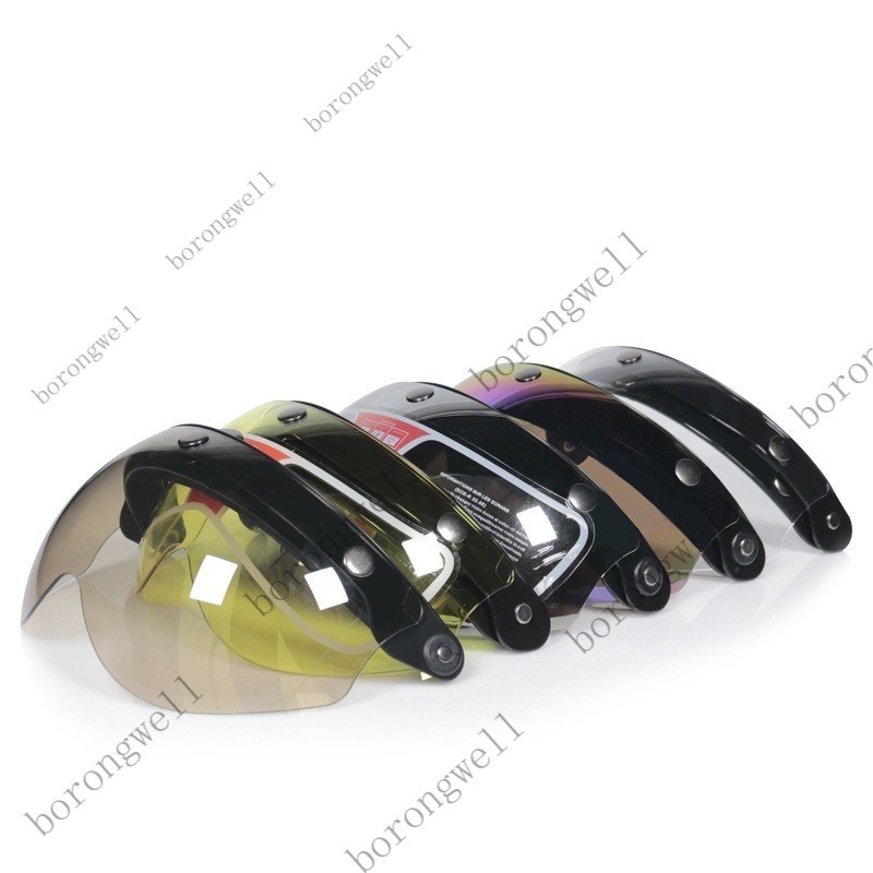3-snap open face helmet visor vintage retro motorcycle helmet bubble ...