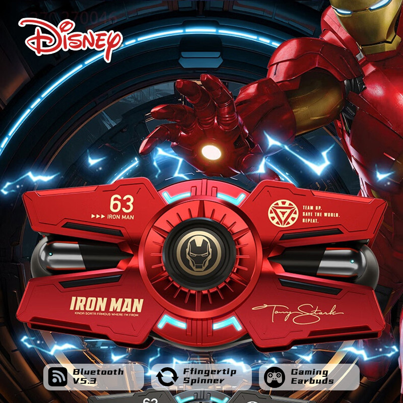 Disney Marvel Fingertip Spinner Gaming Bluetooth Headphones Iron Man ...