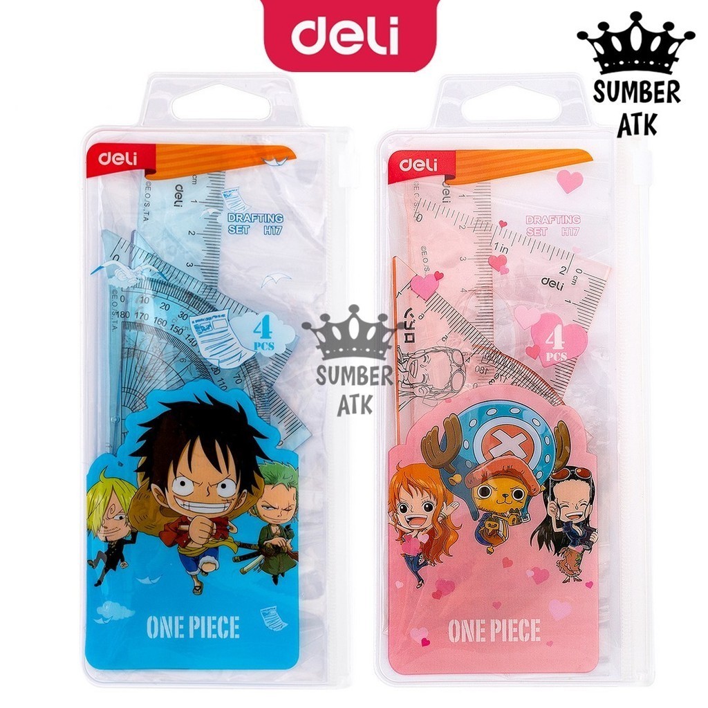 Deli One Piece School Ruler Set/4 in 1 Cute School Ruler Set One Piece ...