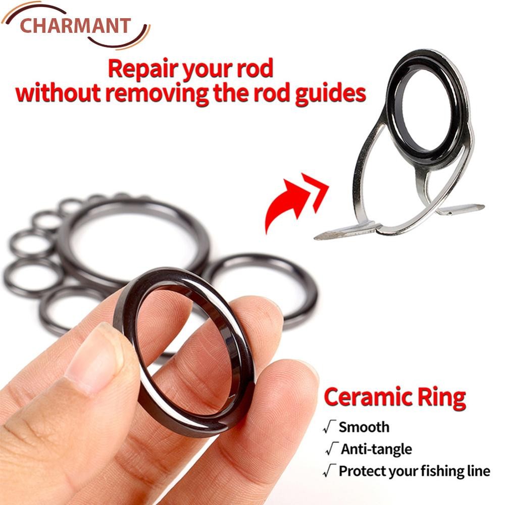40pcs Fishing Rod Guides Ring Ceramic Guide Ring Rod Repair Replacement ...