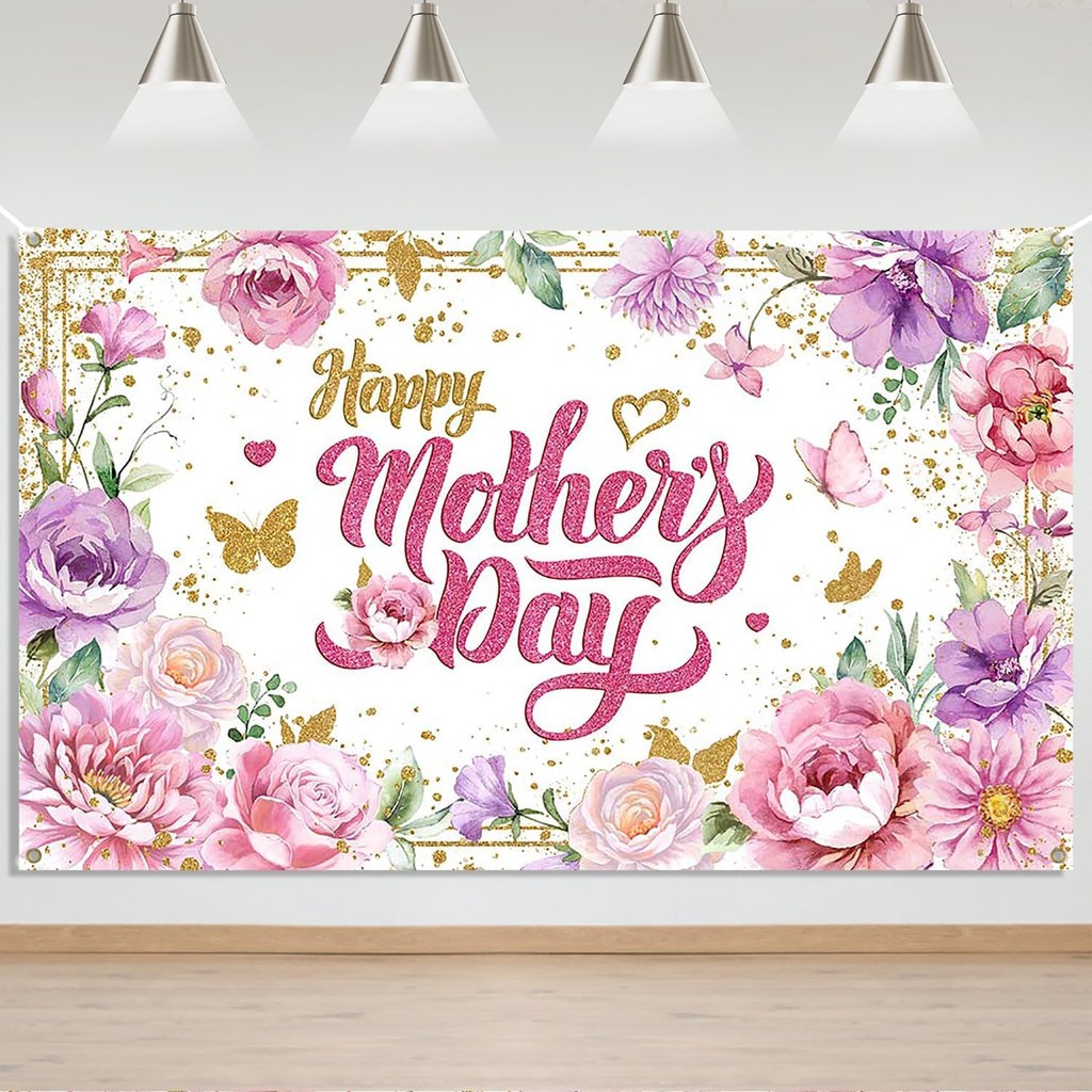 5x3ft Happy Mother's Day Backdrop Banner Thanks Mother Party Backdrop ...