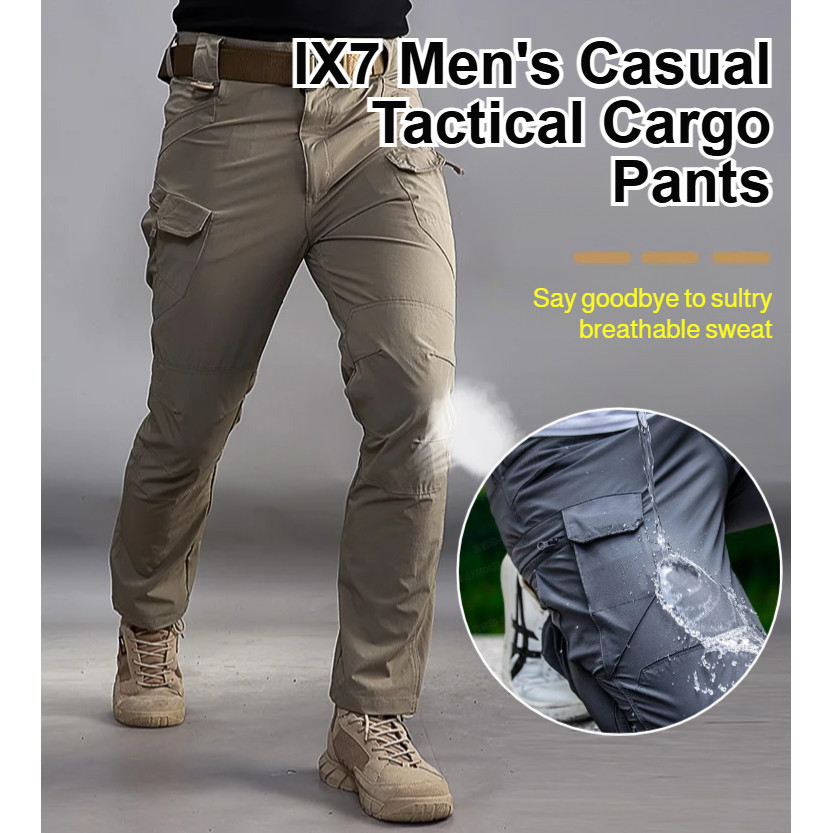 IX7 Men's Multifunctional Tactical Straight Combat Pants Water Resistant Outside Sports Hiking ...