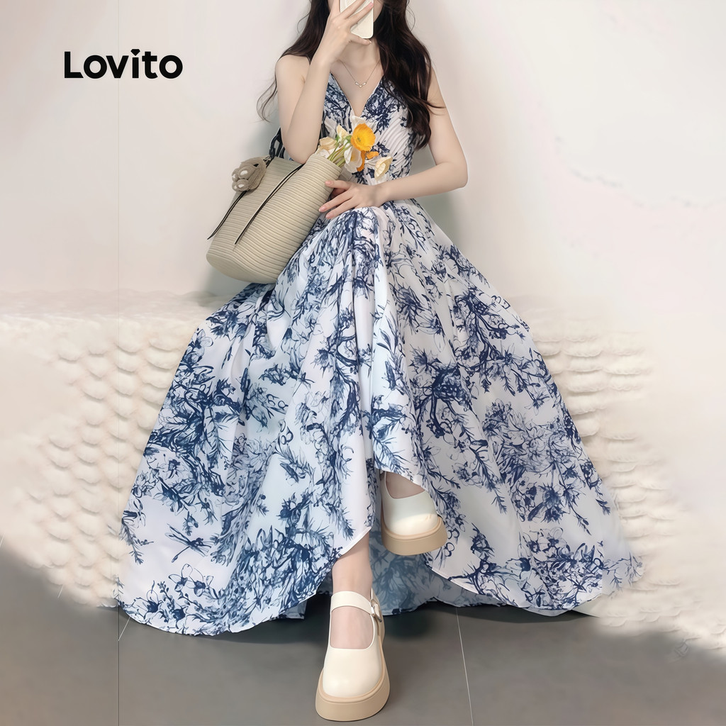 (Trendy) Lovito Boho Dress Ditsy Floral Structure Line Flowers Summer ...