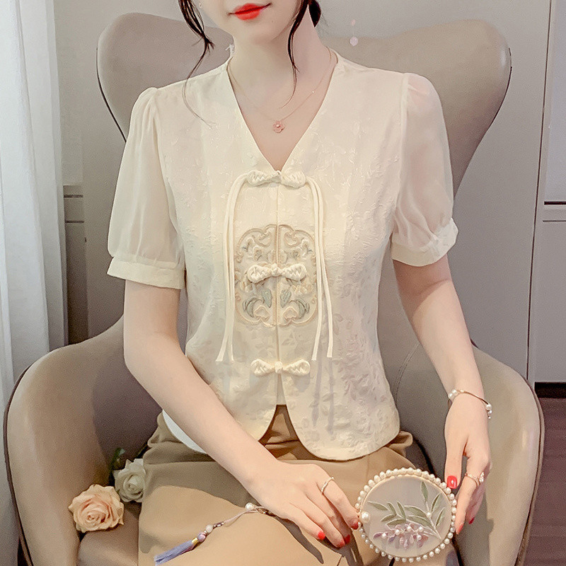 Barong Blouse for Women Modern Filipiniana Top Chinese Style Buckle ...