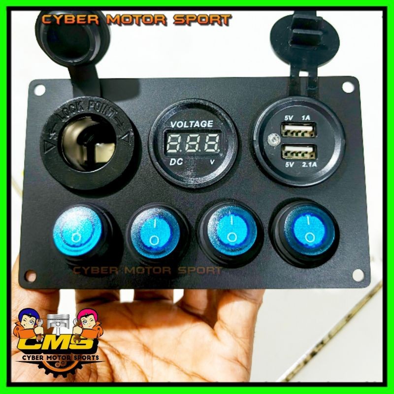TOMBOL Instrunen dashboard panel switch 4 buttons DC outlet Volt meter ...