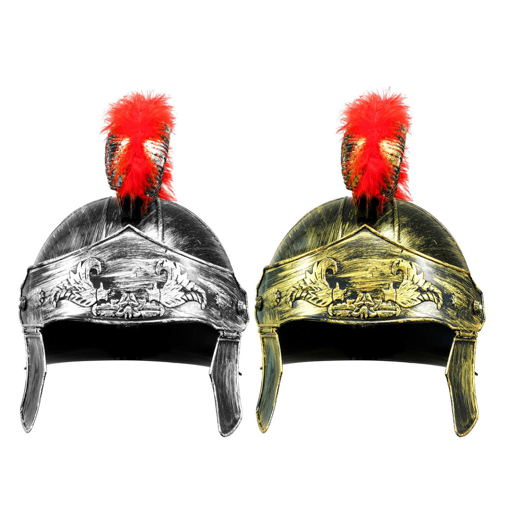 Miaeowve Men Medieval Armour King Roman Plastic Helmet Red Crested ...