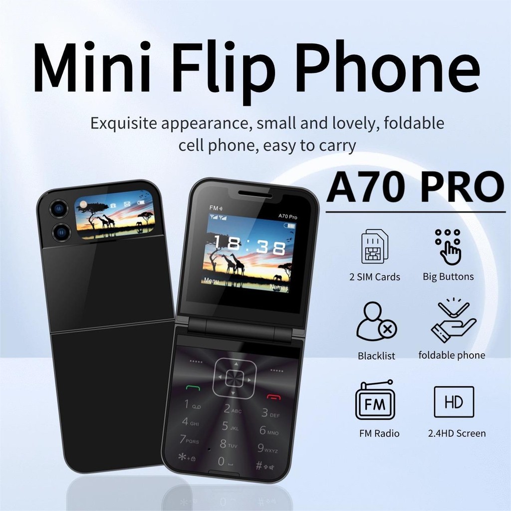 A70pro Mini Flip Phone Non Intelligent Folding Button Phone | Shopee ...