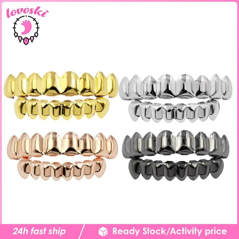 [Lovoski] Universal 18k Gold Shiny Hip Hop Teeth Grills 8 Top and 8 ...