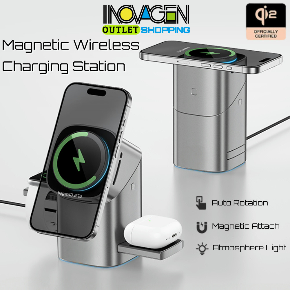 INOVAGEN New Design 3 in 1 Wireless Charging Station For Phone 12 13 14 ...