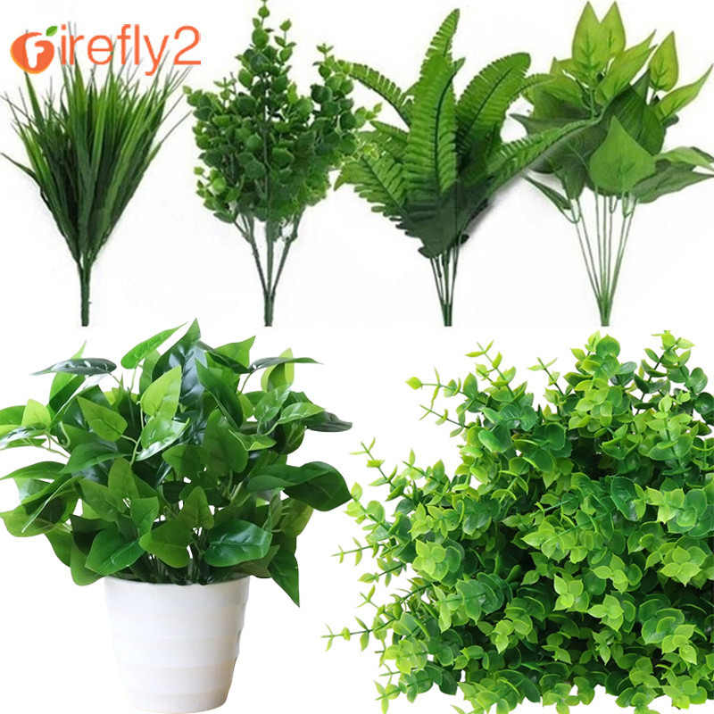 7 Heads Artificial Greenery Plants - UV Resistant Bulk Fake Bushes ...