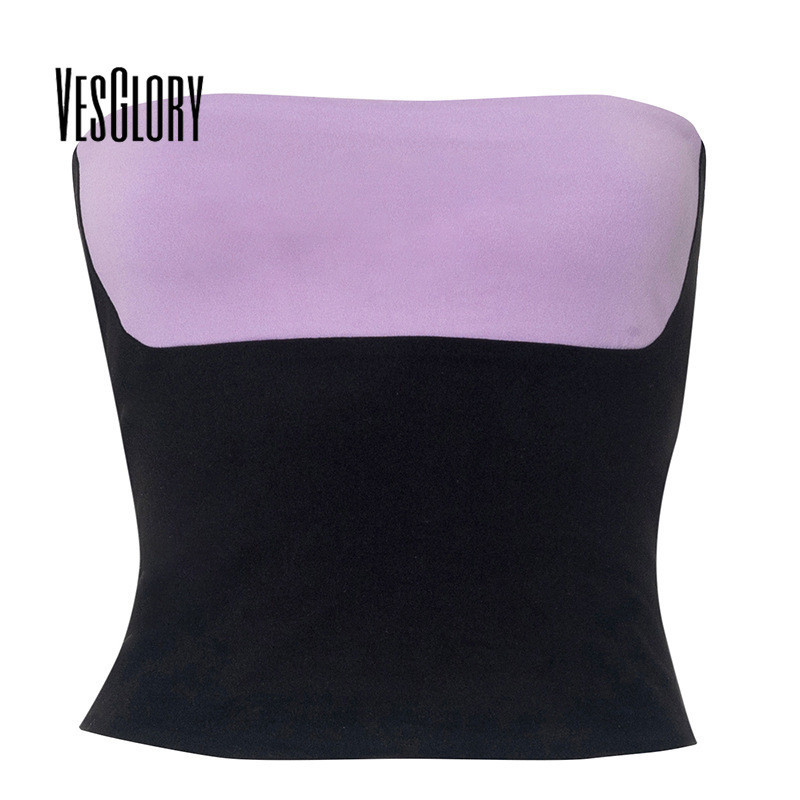 VesGlory Women Contrasting Color Tube Top 2024 New Fashion Two ...