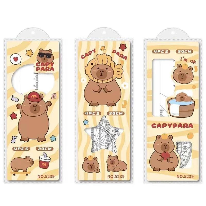 New Capybara Anime Kawaii Cartoon Ruler Set Cute Cartoon Students ...