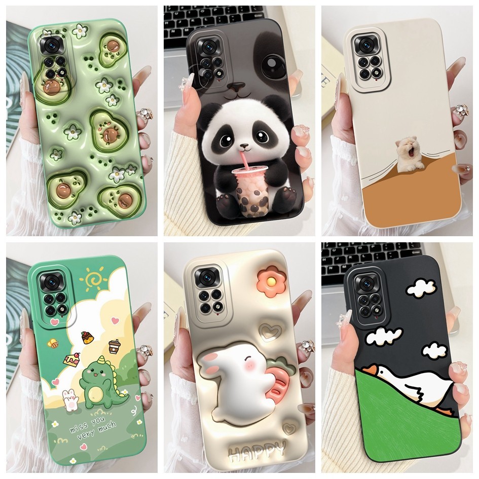 For Xiaomi Redmi Note 11 4G Case Lovely Drink Milk Tea Rabbit Duck Soft ...