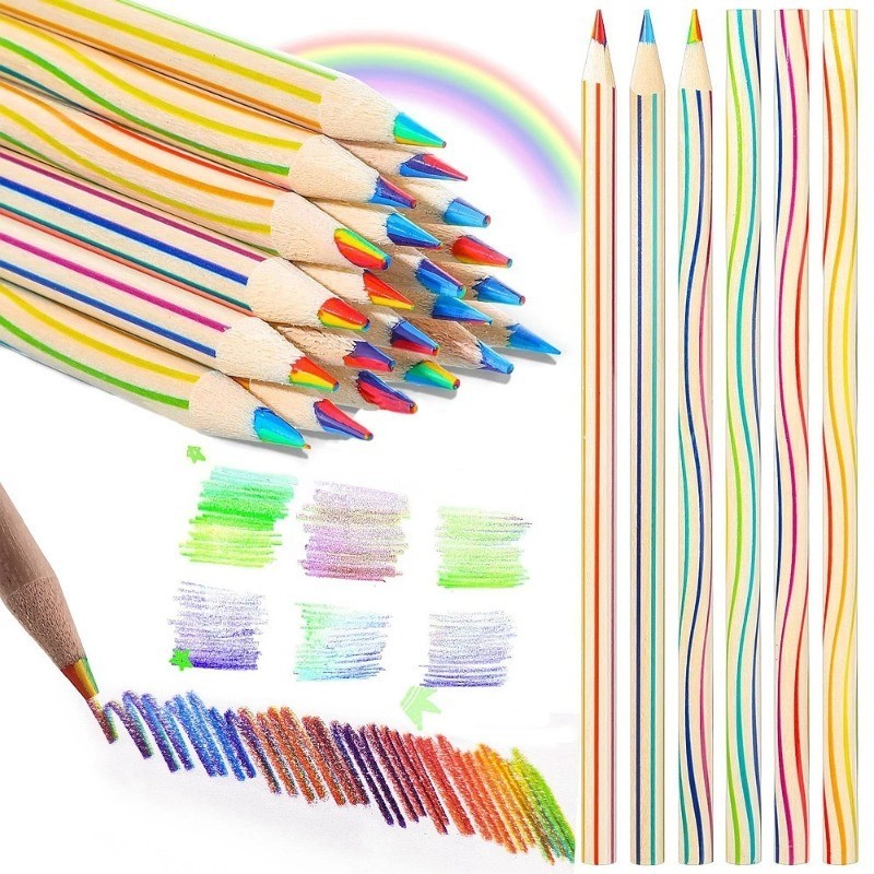 Wood Drawing Painting Pens - Rainbow Colors Core Pencil - 5Pcs 7 Color ...