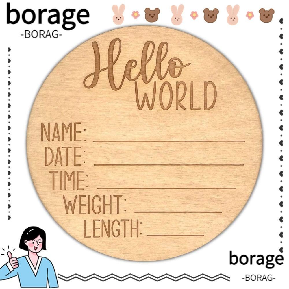 BORAG Baby Announcement Sign, 15 cm Wooden Newborn Welcome Sign, Hello ...