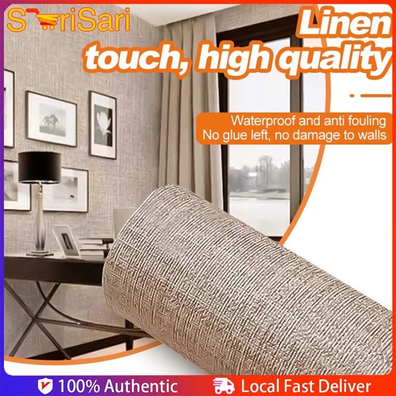Linen Textured Wall Paper Self Adhesive 60X100cm Wallpaper Sticker For ...