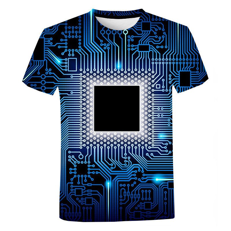 3D Print Circuit Board Graphic T Shirt For Men Summer Fashion T-shirt ...