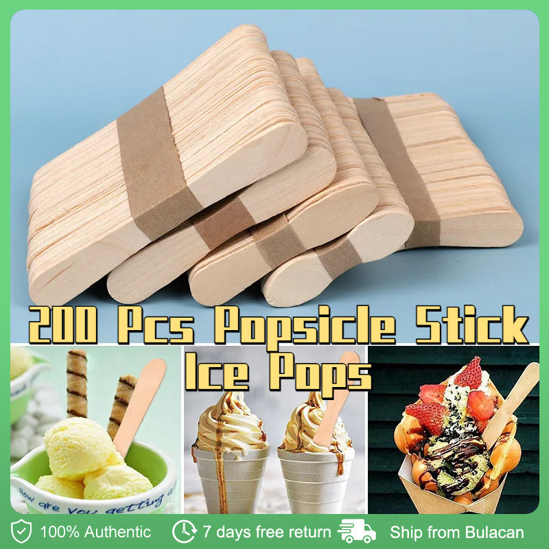 200Pcs Popsicle Stick Ice Pops Sticks Ice Cream Sticks Arts & Crafts ...