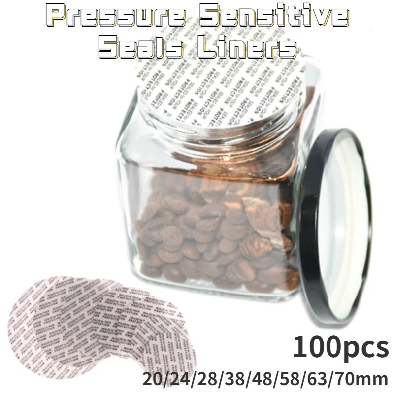 100 Pcs Self Adhesive Pressure Sensitive Press Seal Cap Liners Jar ...