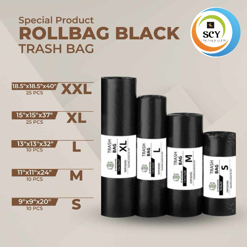Clear and Black Trash Garbage Bag Small/Medium/Large/XL/2XL per Roll ...